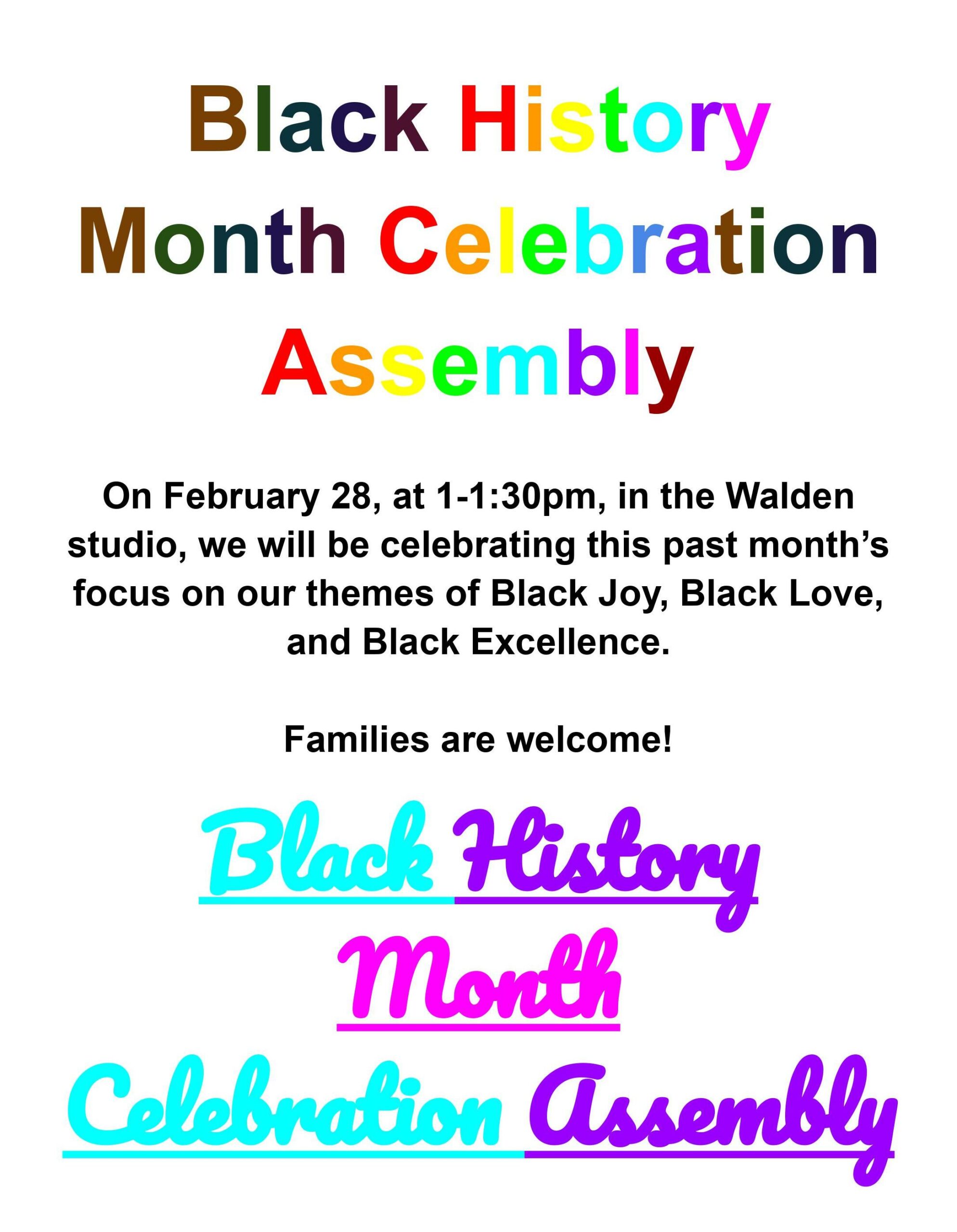 Black History Month Celebration Assembly – Walden Center and School
