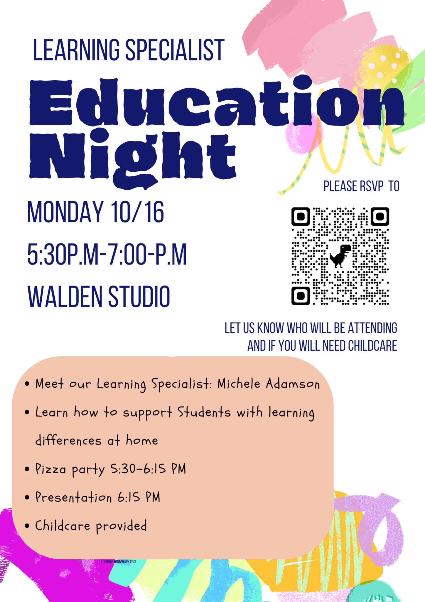 Learning Specialist Education Night – Walden Center and School